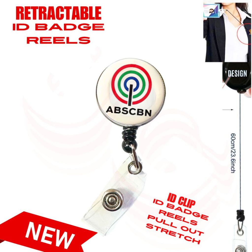 New ABS CBN Retractable Id Badge Reels Id Clip Pull out Id Holder Name ...
