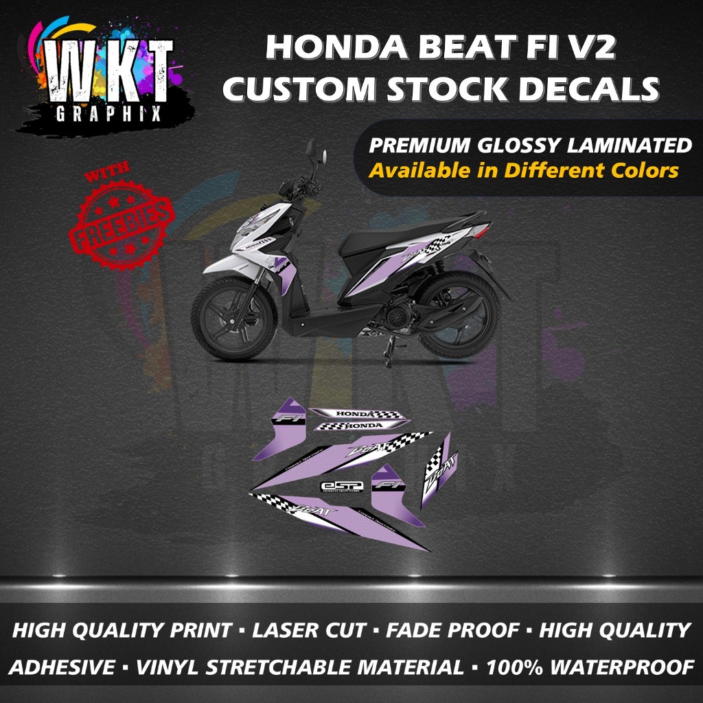 HONDA BEAT FI V2 CUSTOM DECALS (WATERPROOF, LAMINATED, FADE PROOF ...