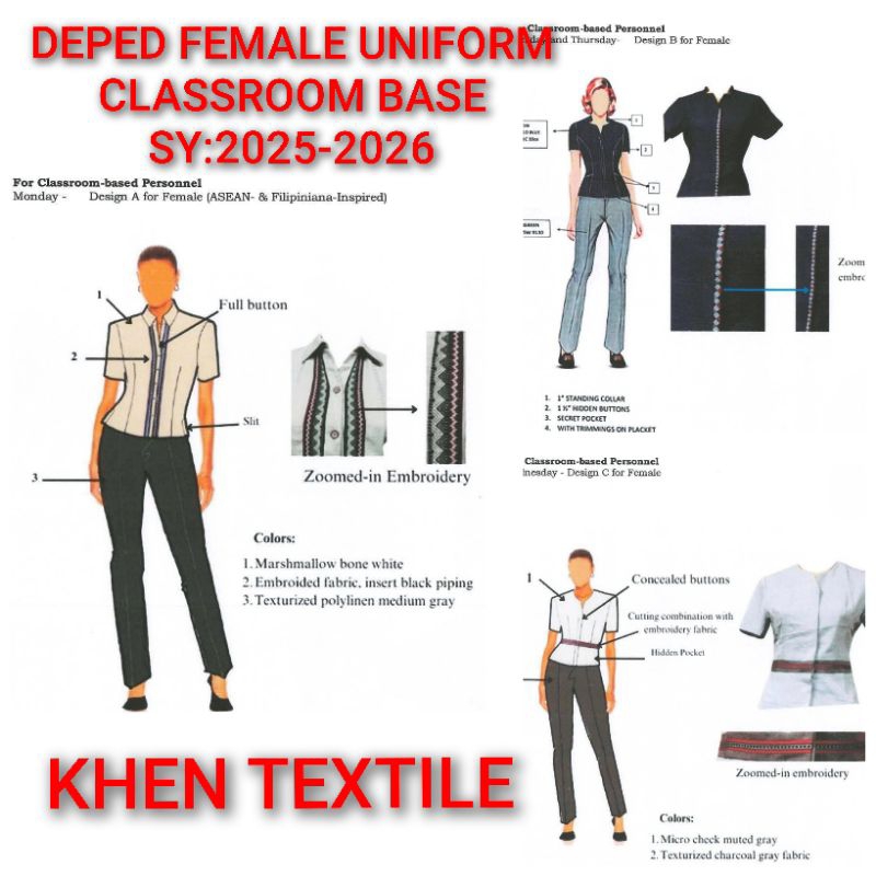 DepEd 2025-2026 (Female)Teacher Uniforms For Classroom (TELA FABRIC ...