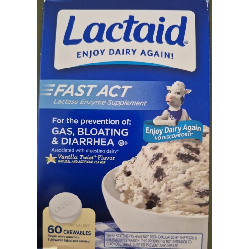 LACTAID Strength Lactase Enzyme Supplement/60 Chewables/ Caplets 120 ...