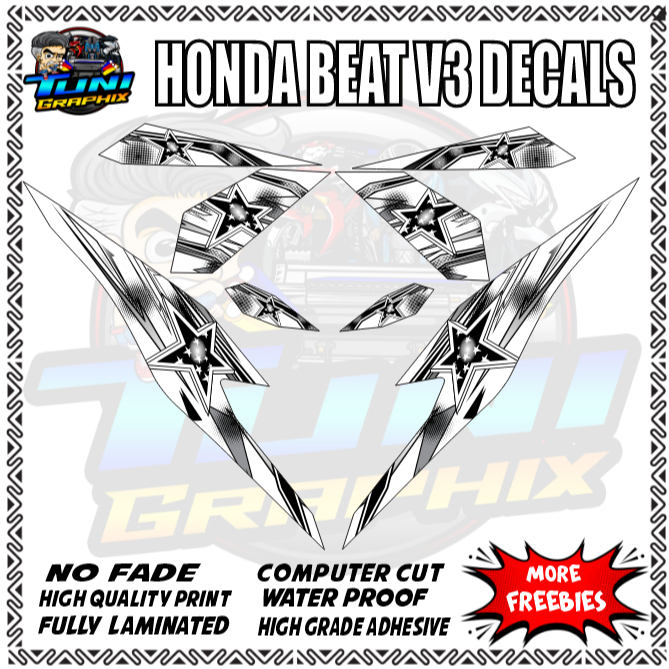 HONDA BEAT 110i V3 RISING STAR DECALS (HIGH QUALITY PRINT,LAMINATED ...
