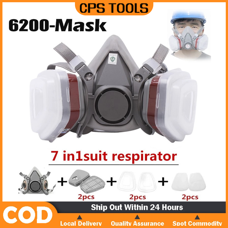Mask 6200 Gas Mask Half Face Safety Respirator Mask Filter Cotton Dust ...