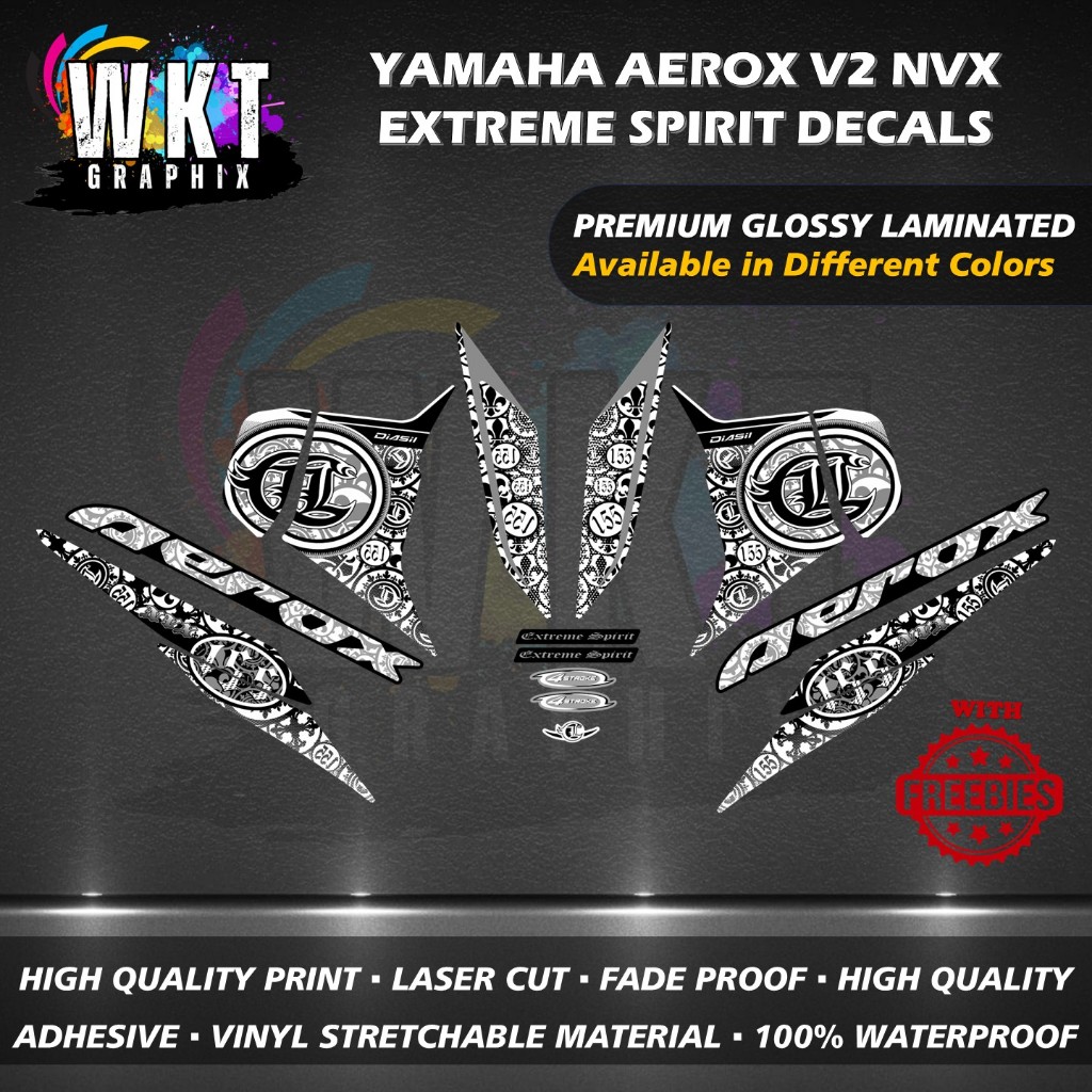 YAMAHA AEROX V2 NVX EXTREME SPIRIT DECALS (WATERPROOF, LAMINATED, FADE ...