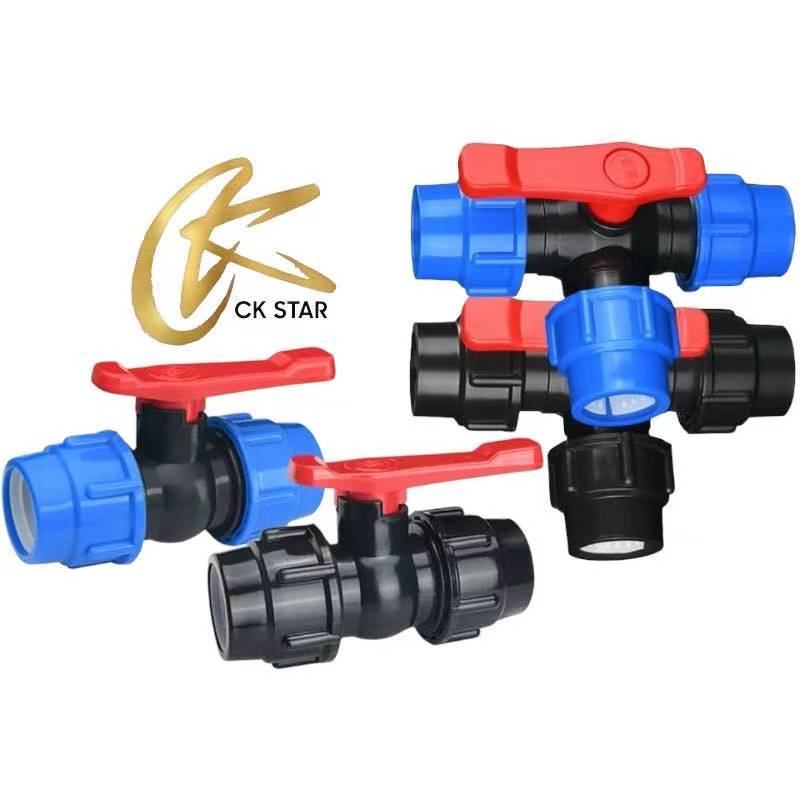 PE Compression Fittings Ball Valve, Ball Valve Tee, 3 Way Ball Valve, 1 ...