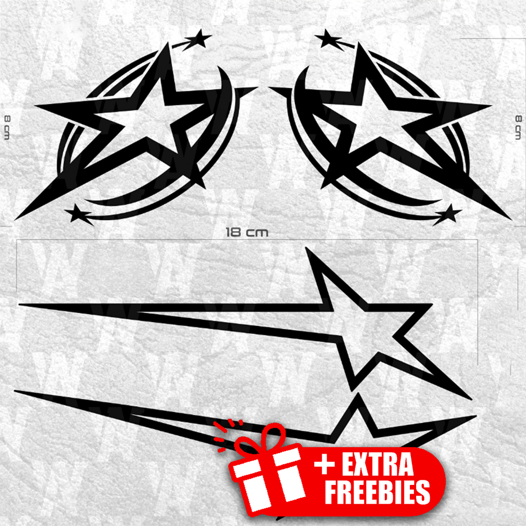 Shooting Star Design Set Decal Sticker for Motor Waterproof Stickers ...