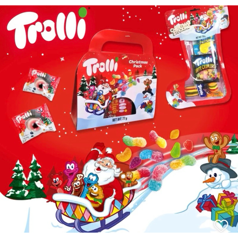 TROLLI CHRISTMAS STOCKINGS 76g / GIFT BOX (Christmas candies for kids ...