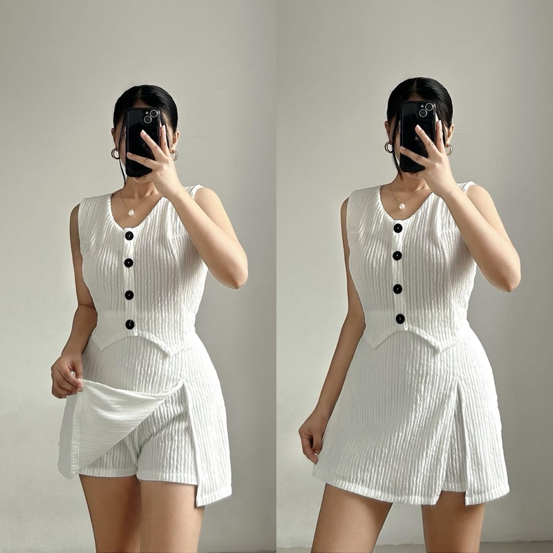 KYOMIE CORDS - FRONT MID BUTTON VEST WITH SKORT TERNO SET STRECHABLE UP ...