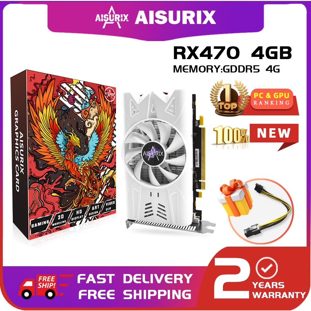 AISURIX RX470 4GB Graphics Card Computer GDDR5 256Bit GPU AMD Video ...