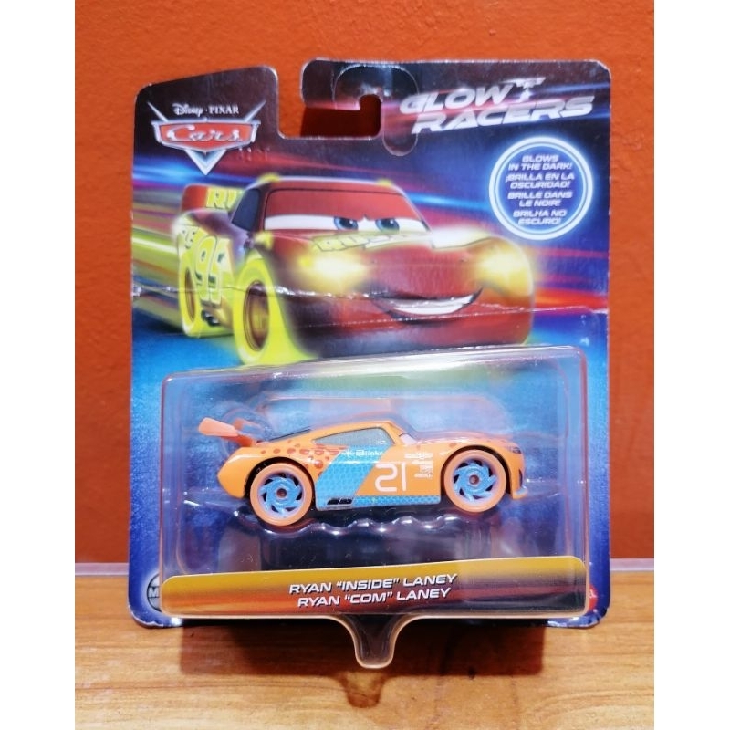 Mattel Disney Cars Pixar "RYAN "INSIDE" LANEY" Glow Racers 1:55 Glow in ...