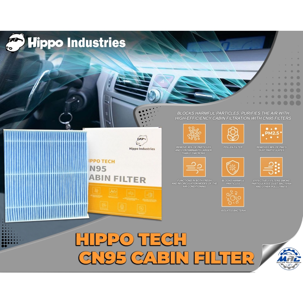 HIPPO TECH CN95 CABIN FILTER FOR TOYOTA HILUX HIACE FORTUNER MITSUBISHI MONTERO XPANDER FORD ...