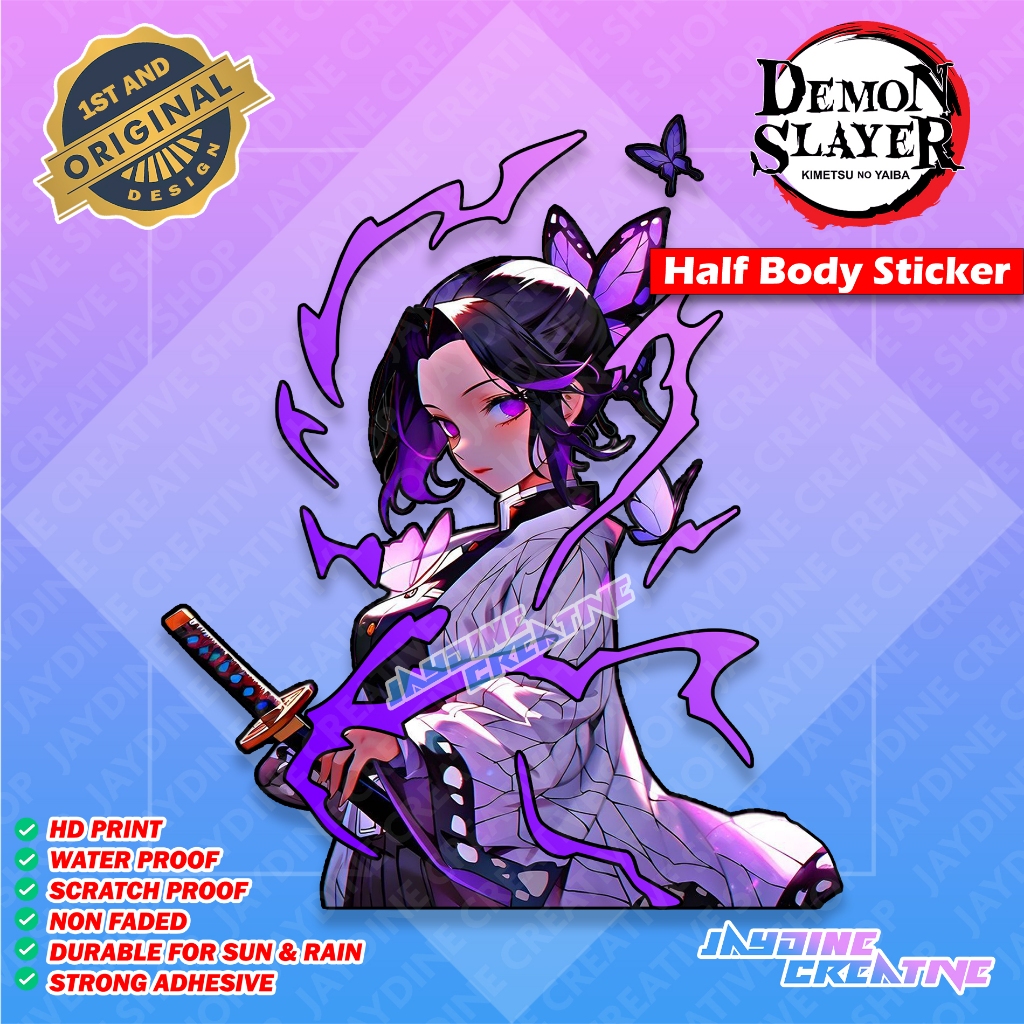 Demon Slayer Shinobu Kocho Half Body Sticker, Indoor Outdoor Vinyl ...