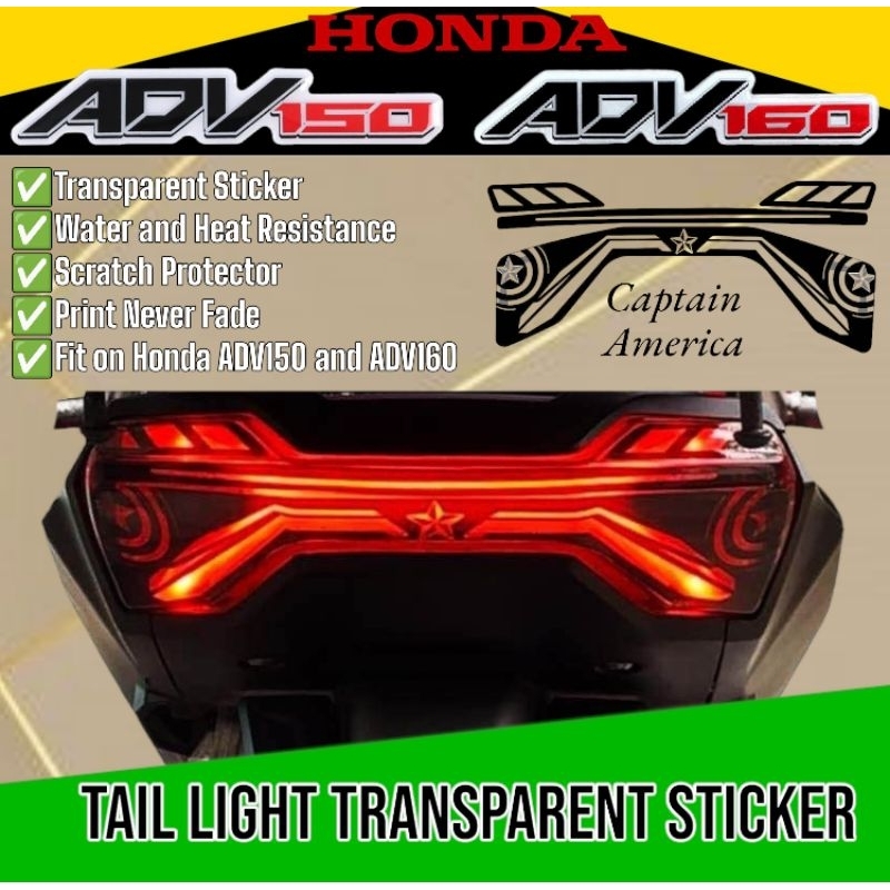 Honda ADV 150 and ADV 160 Tail Light Transparent Sticker / ADV150 and ...