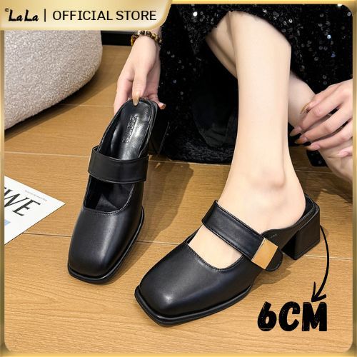 Lala Leather Slip-on Half-shoes 6cm Block heels for Women (Standard ...