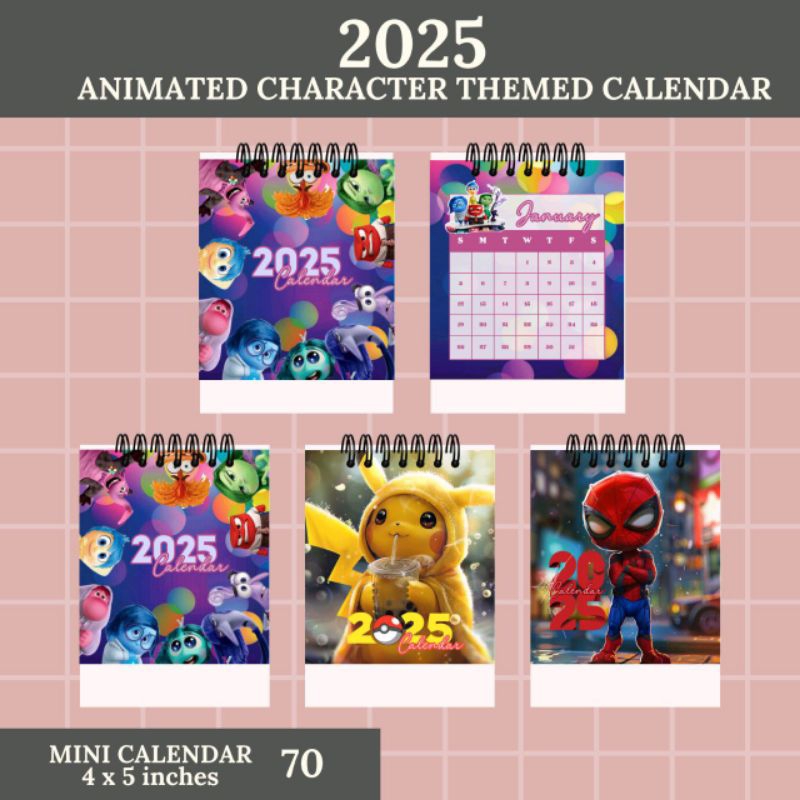 2025 CALENDAR Inside Out/Picachu/Spiderman/Moana/Frozen Theme | Shopee ...