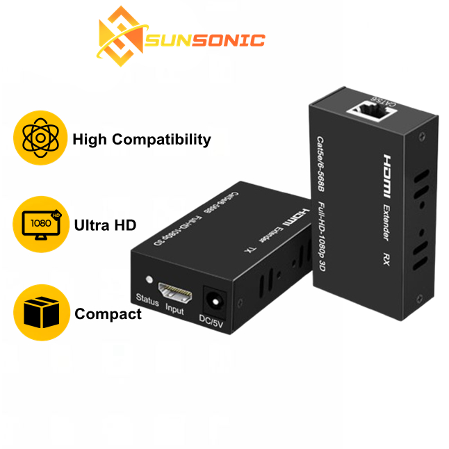 4K HDMI Extender 60M Signal Expander Audio Video Converter over Cat 5e ...