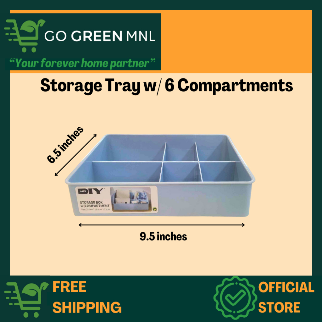 Tray Organizer w/ 6 Compartments (Desk Organizer / Storage Tray ...