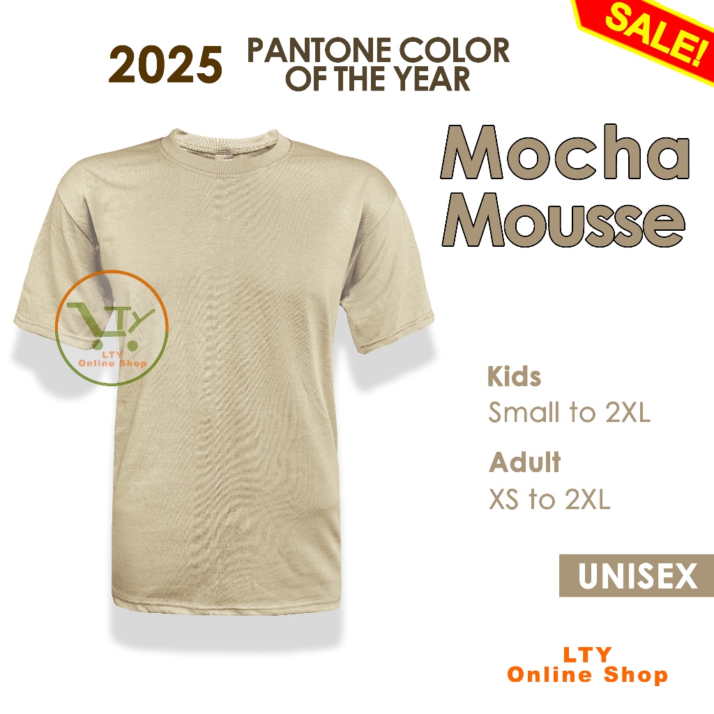 MOCHA MOUSSE T-SHIRT PLAIN KIDS - ADULT COLOR OF THE YEAR 2025 ACTIVE ...