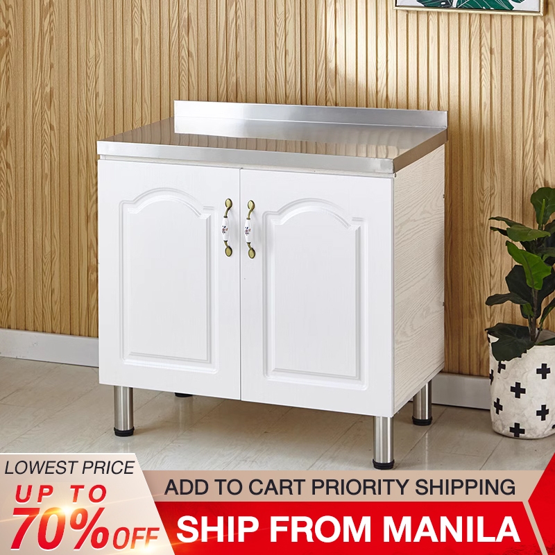 Household simple stainless steel cabinet kitchen cabinet rental cabinet ...
