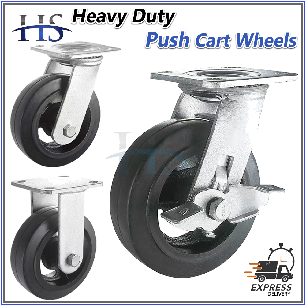 Black Push Cart Steel Body Solid Rubber Wheel 4 Inch, 6inch Gulong Ng ...