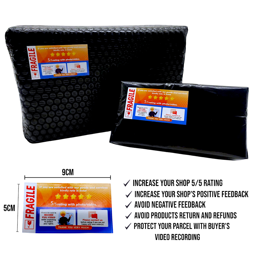 High Quality Fragile STICKER 5 Star Rating Sticker (180pcs) | Shopee ...