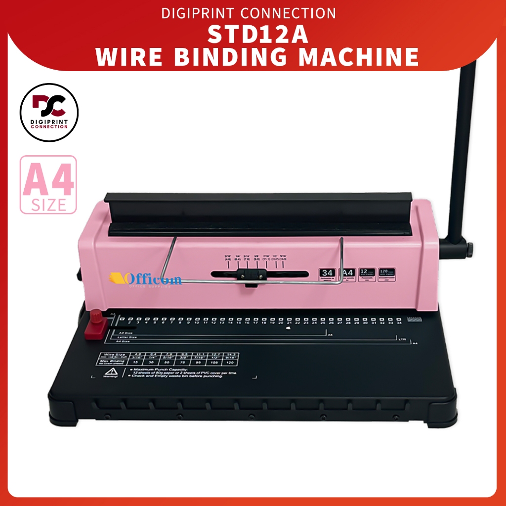 Officom Wire Binding Machine STD12A A4 Size 34 Hole Punched Sheets ...