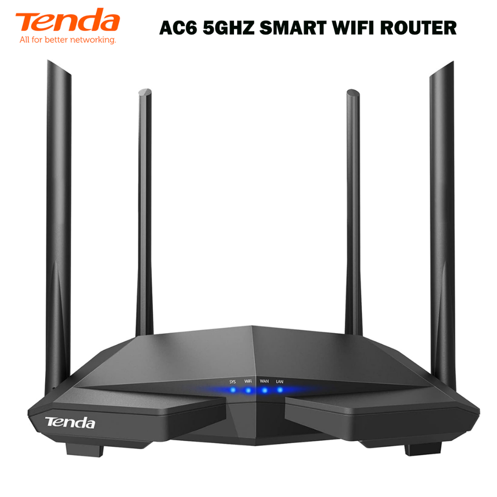 Tenda AC6 Smart WiFi Router 1200Mbps High Speed Dual Band Wireless ...