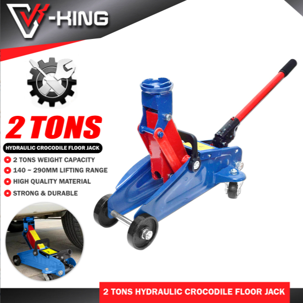 V-KING 2T Low Profile Hydraulic Floor Crocodile Jack with Carrying Hard ...