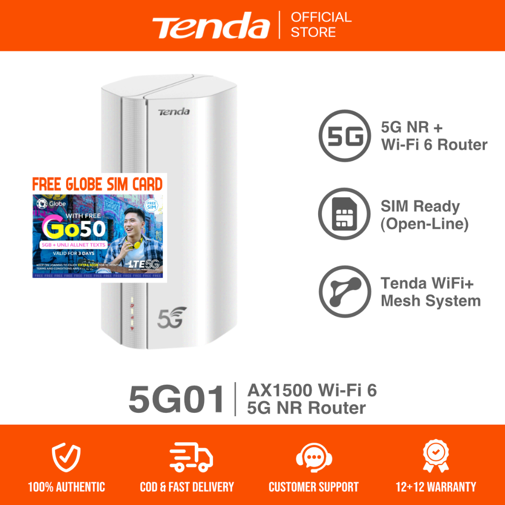 Tenda 5G01 AX1500 Wifi 6 5G NR Router | Gigabit 5G Wifi | MU-MIMO ...