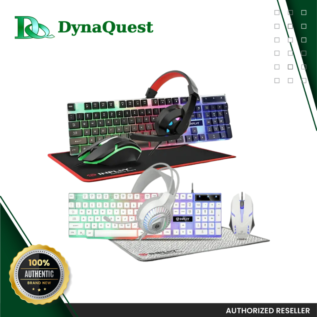 InPlay STX240+ Black | White 4-in-One Combo Keyboard & Mouse Bundle ...