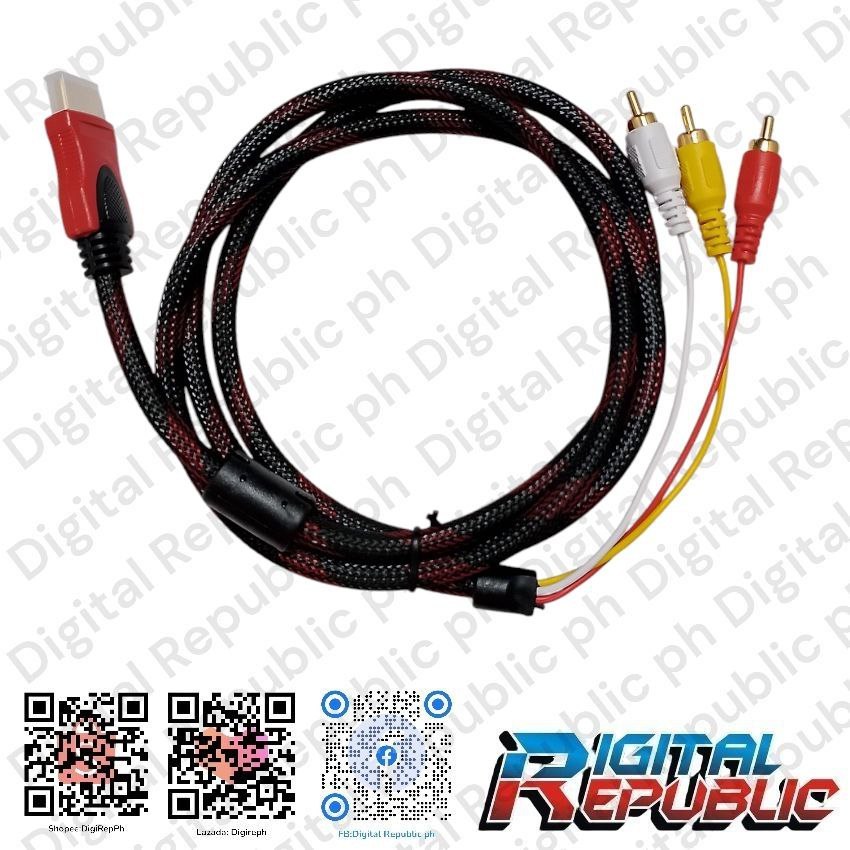 Universal AV Audio Video Cable TV HDTV DVD 1080P Composite HDMI to 3RCA ...