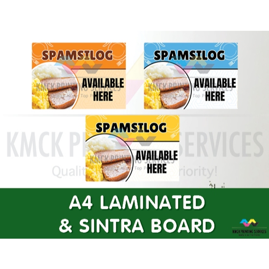 Spamsilog Available Here Signages Laminated | Sintra Board | Shopee ...