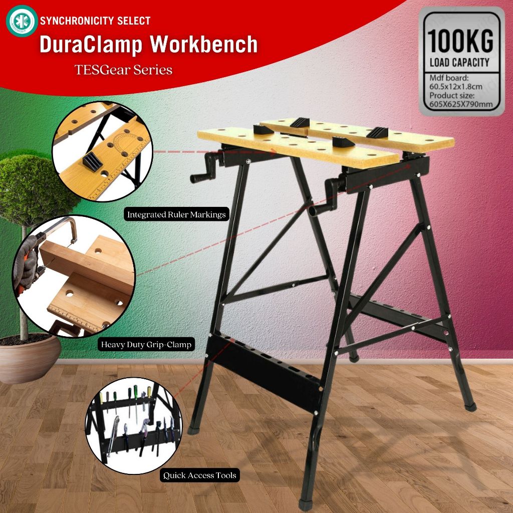 DuraClamp Portable Workbench | Small Folding Worktable w Vise, Ruler ...