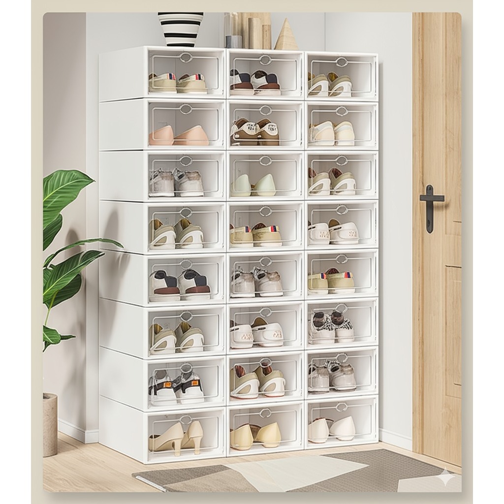 Big Size Shoe Box Storag Organizer Hard Plastic Stackable Shoe Rack ...