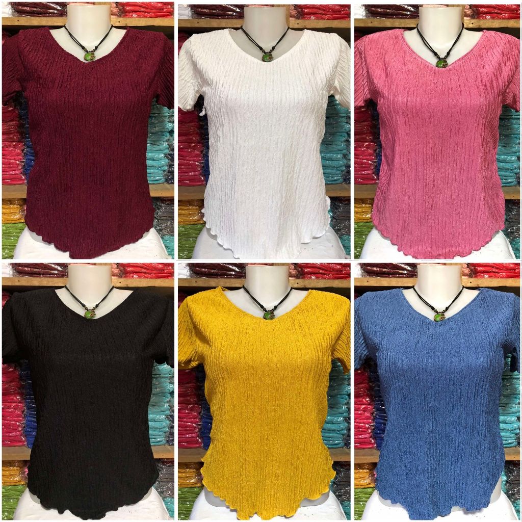 Maxine Bark Crepe V-neck Bandana Plain [ Fit UpTo Large Size(Direct ...