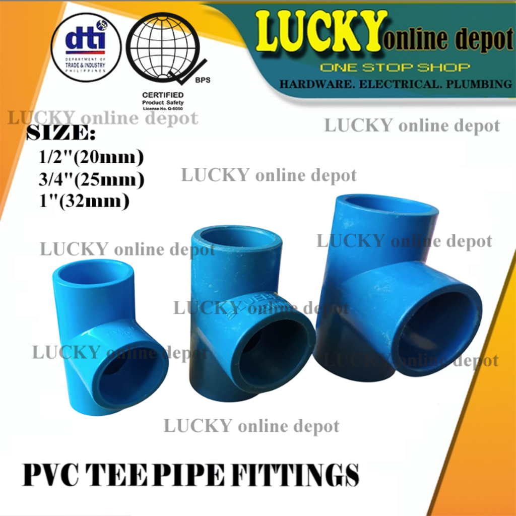 BLUE PVC TEE PIPE FITTINGS 1/2", 3/4", 1" ( SOLD PER PIECE ) (PLAIN ...