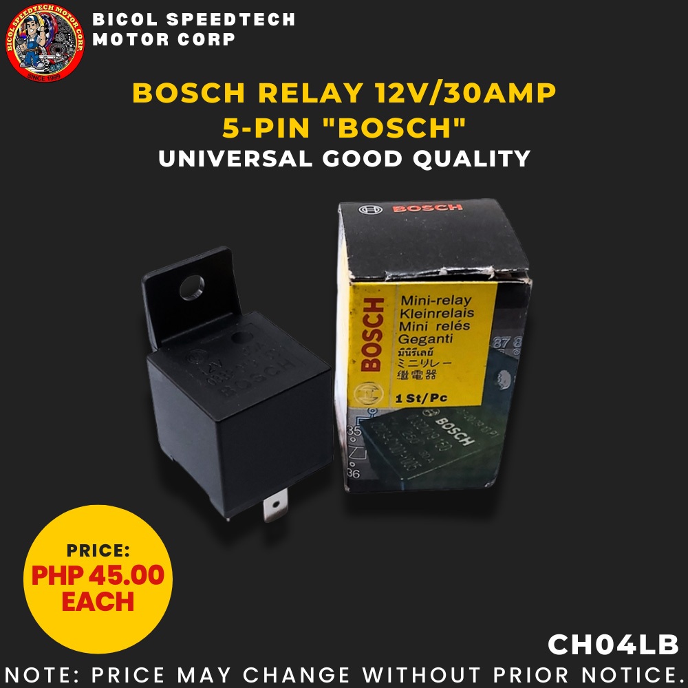 BOSCH RELAY 12V/30AMP 5-PIN UNIVERSAL GOOD QUALITY (CH04LB) | Shopee ...