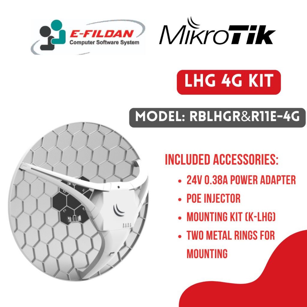 MikroTik LHG 4G Kit (model RBLHGR&R11e-4G) High gain 21dBi CPE for Very ...