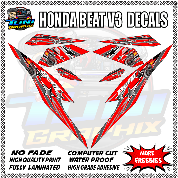 Honda Beat V3 Fi Turbo Star Indo Decals Sticker with Freebies | Shopee ...