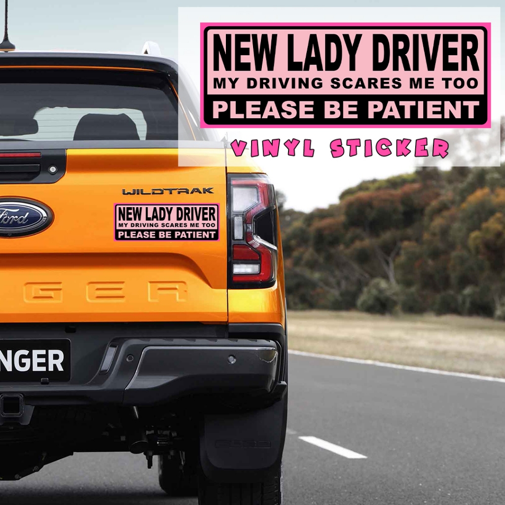 Non-Magnetic Waterproof New Lady Driver Sticker Signs for Car (Smudge ...