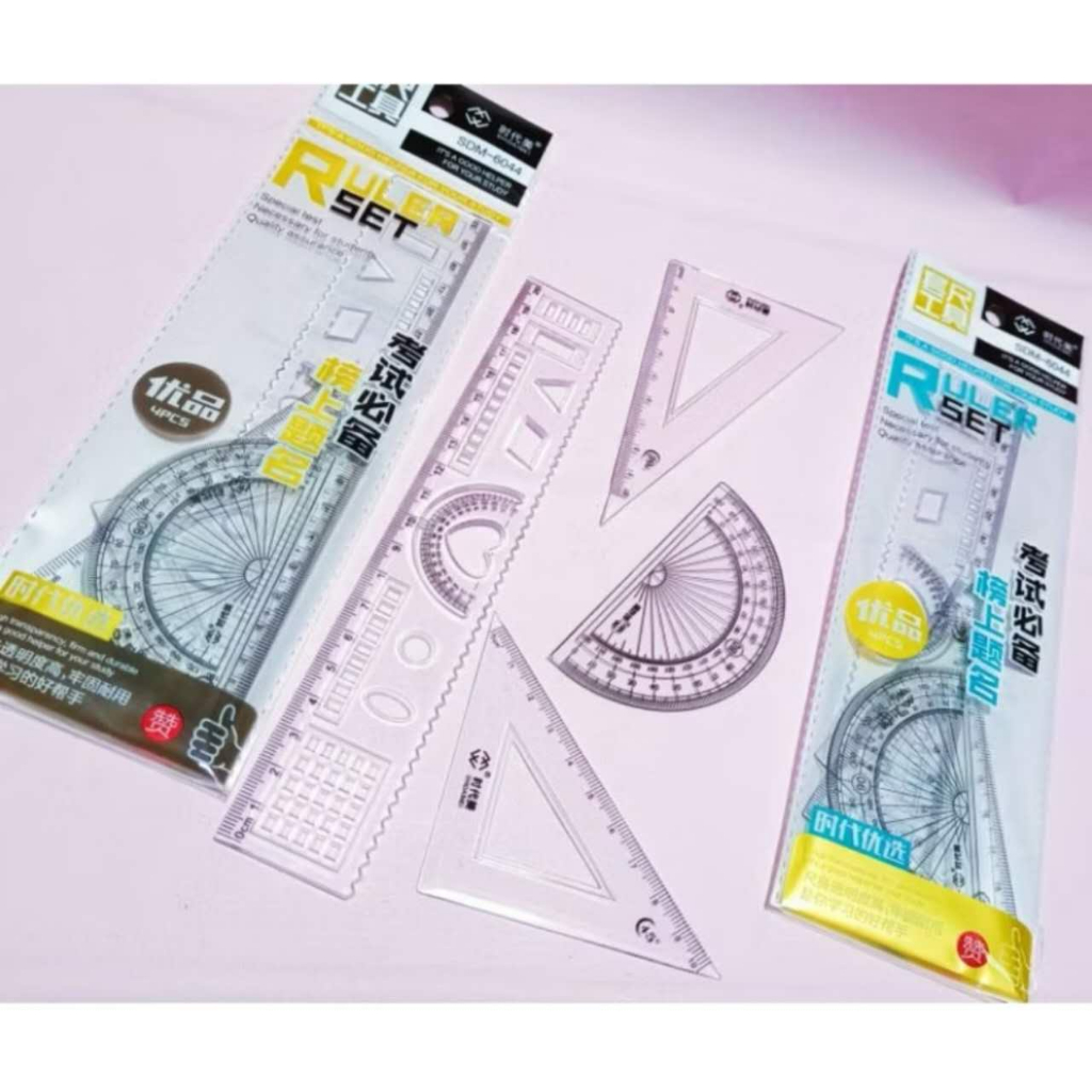 4pcs/Set Design Tracing 20cm Transparent Plastic Ruler Set Ruler Combo ...