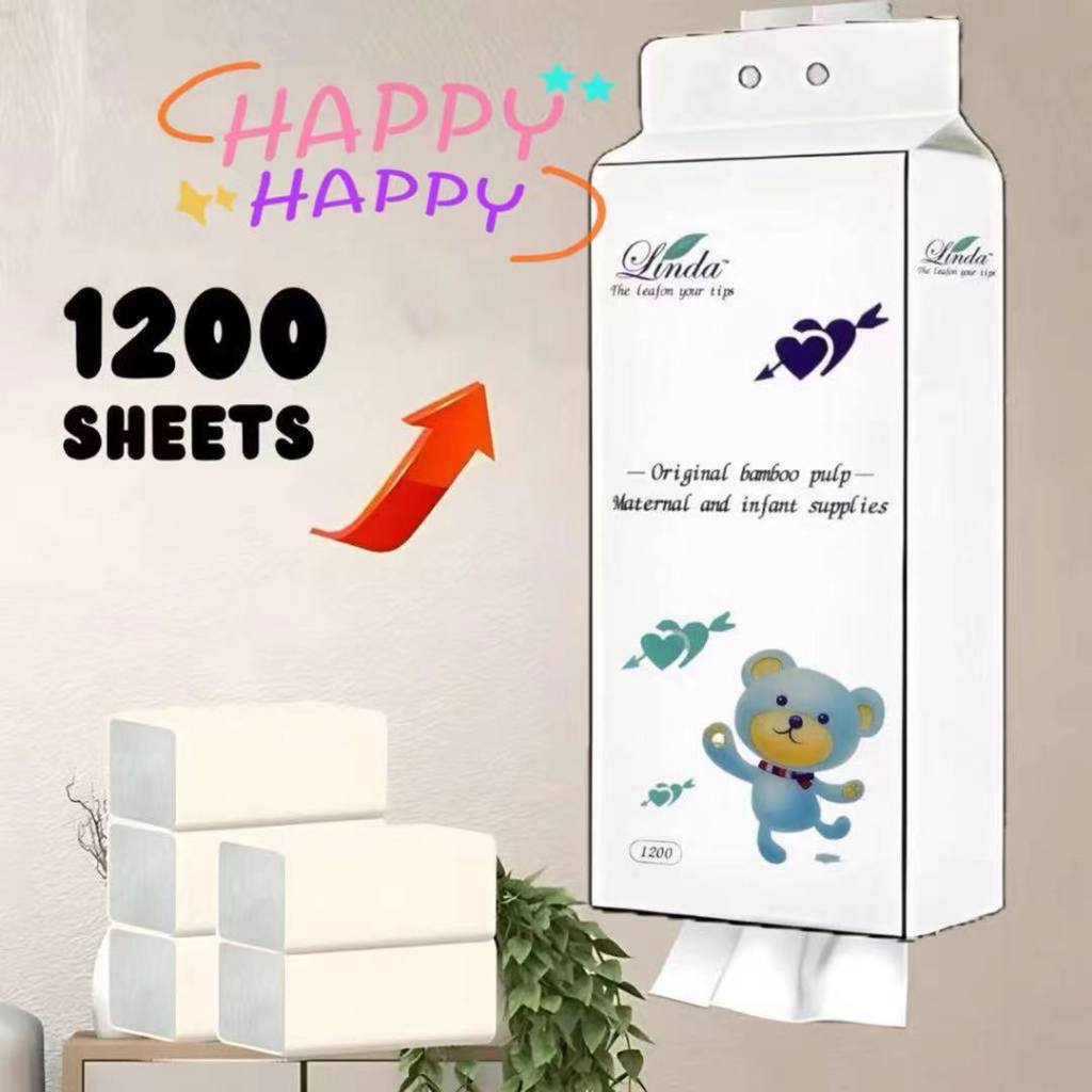 Linda Bear Pull Down Tissue Paper 4 Ply Large Size Facial Tissue Bamboo ...