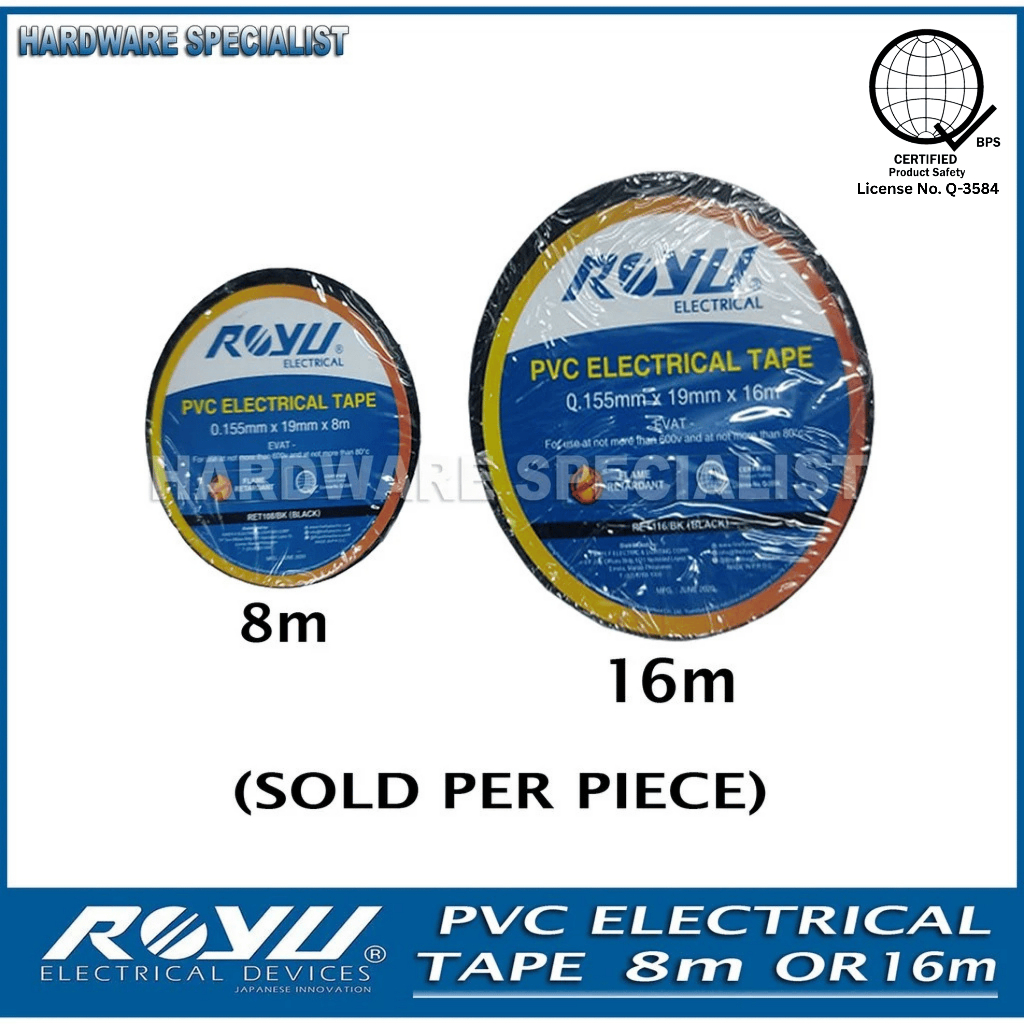 Royu PVC Electrical Tape 8m or 16m (Sold Per Piece) | Shopee Malaysia