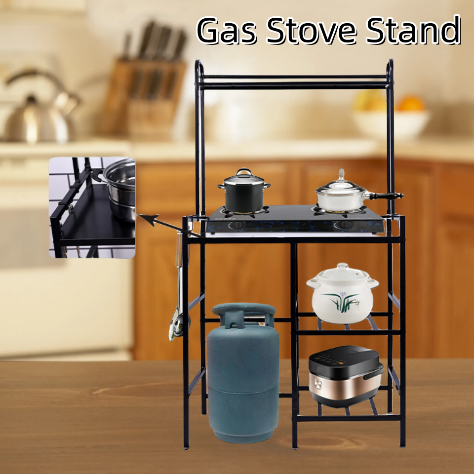 Gas Rack Stove Double Burner Stand Metal Heavy Duty Kitchen Organizer ...