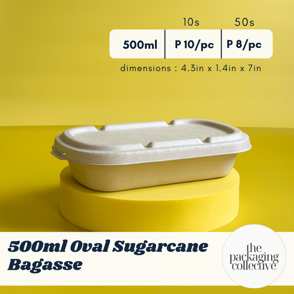 [10s, 50s] Sugarcane Bagasse Oval with lid- Food /Disposable /Biodegradable / Compostable ...