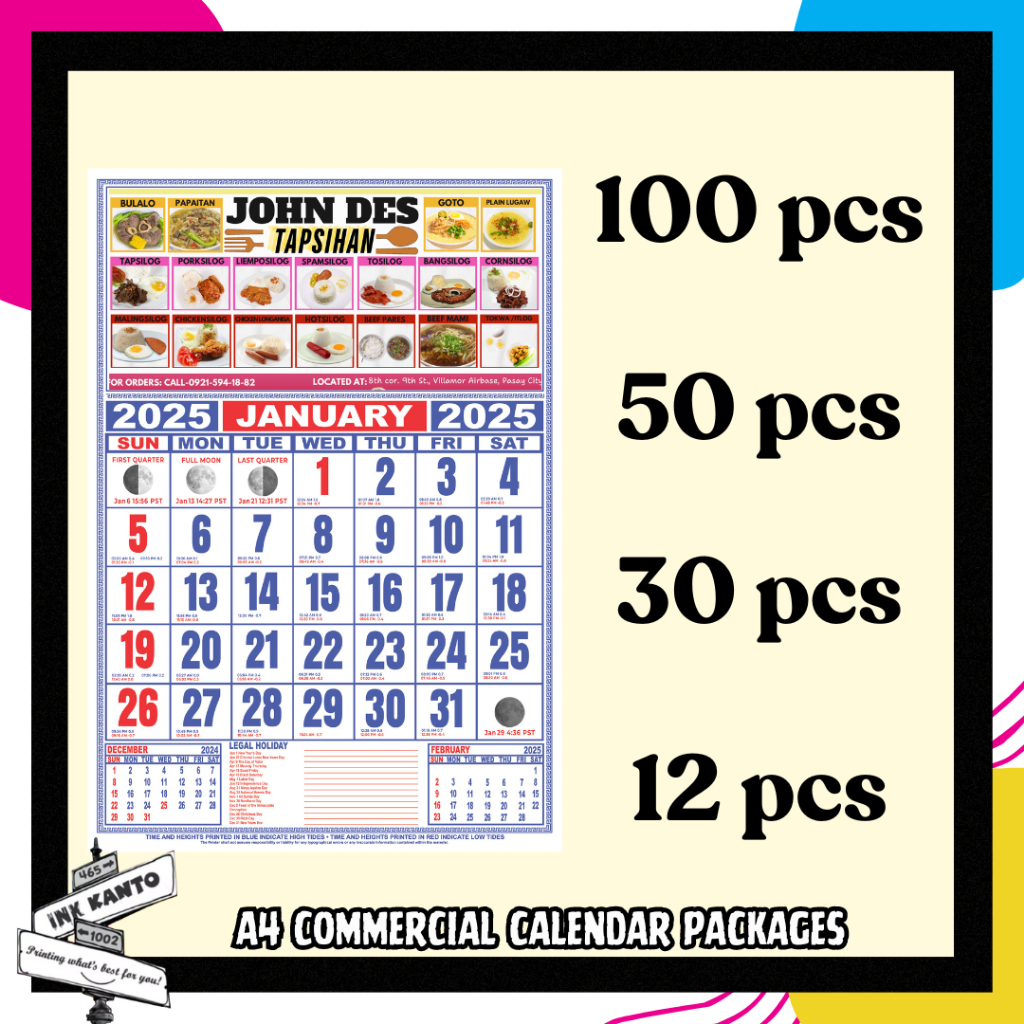 100/50/30/12 pcs A4 Commercial Calendar with Photo Cover Package ...
