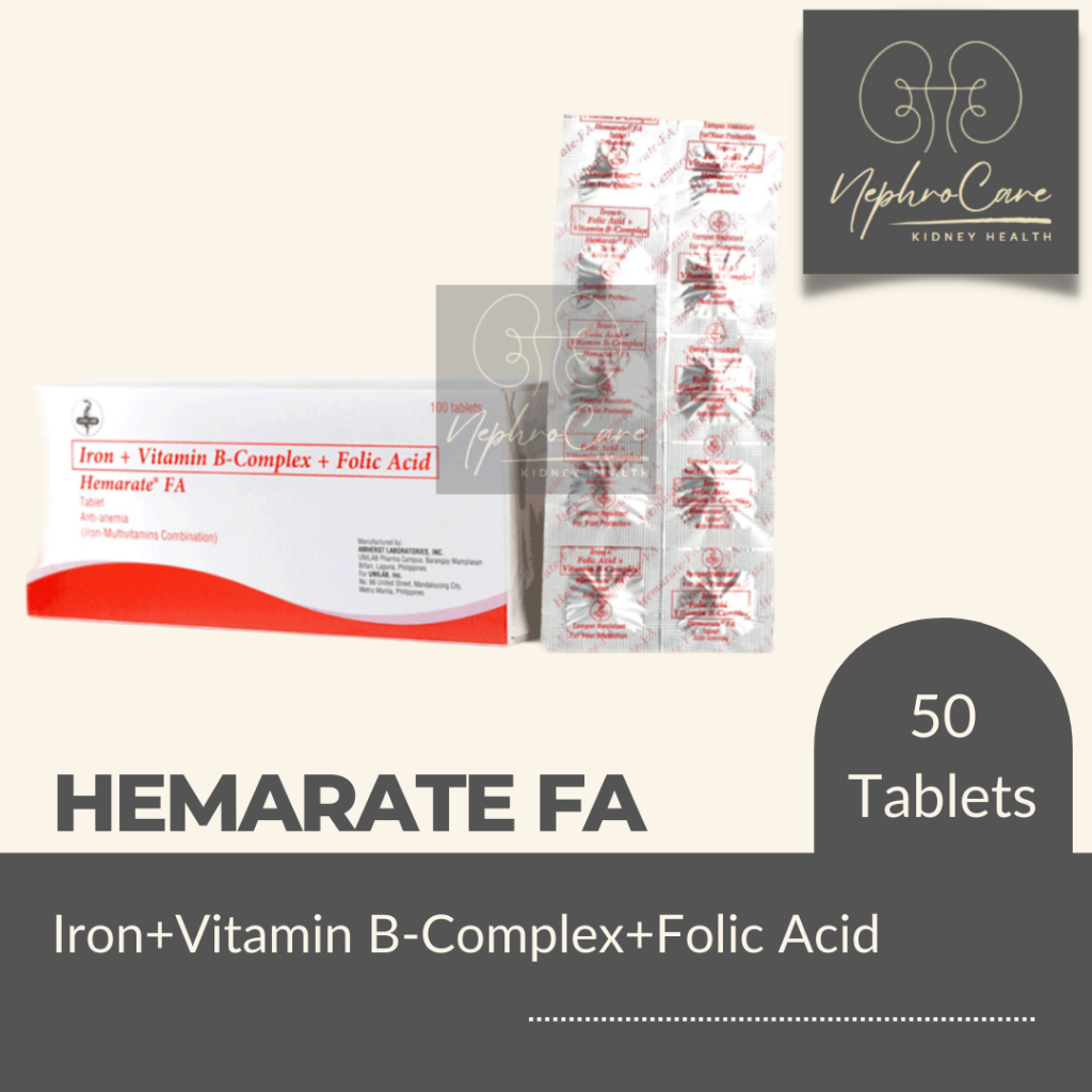 Hemarate Fa Tablet Iron + Vitamin B-Complex + Folic Acid l 10 & 50 tabs ...