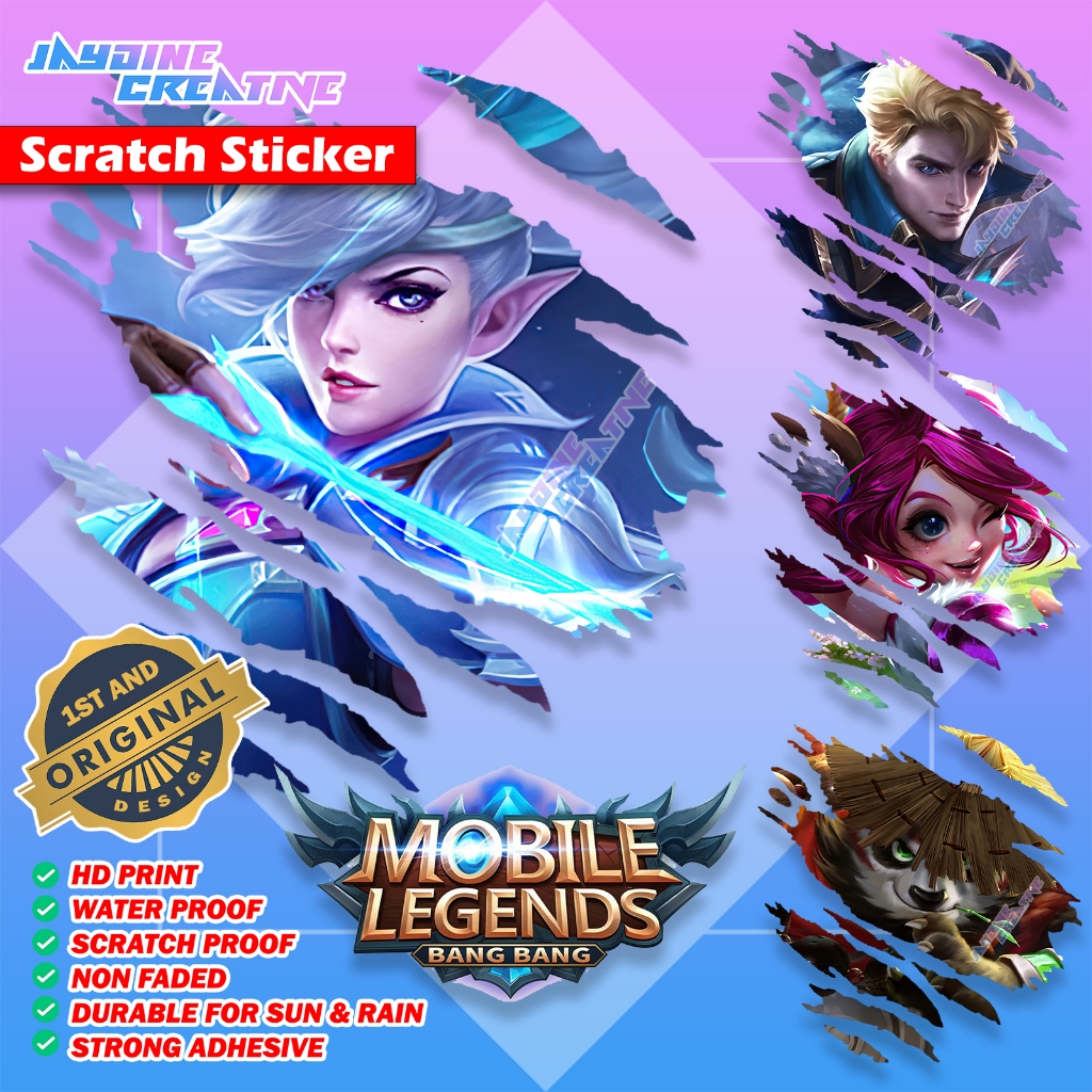 Mobile Legends v1 Scratch Design Sticker, Indoor Outdoor Vinyl Sticker ...