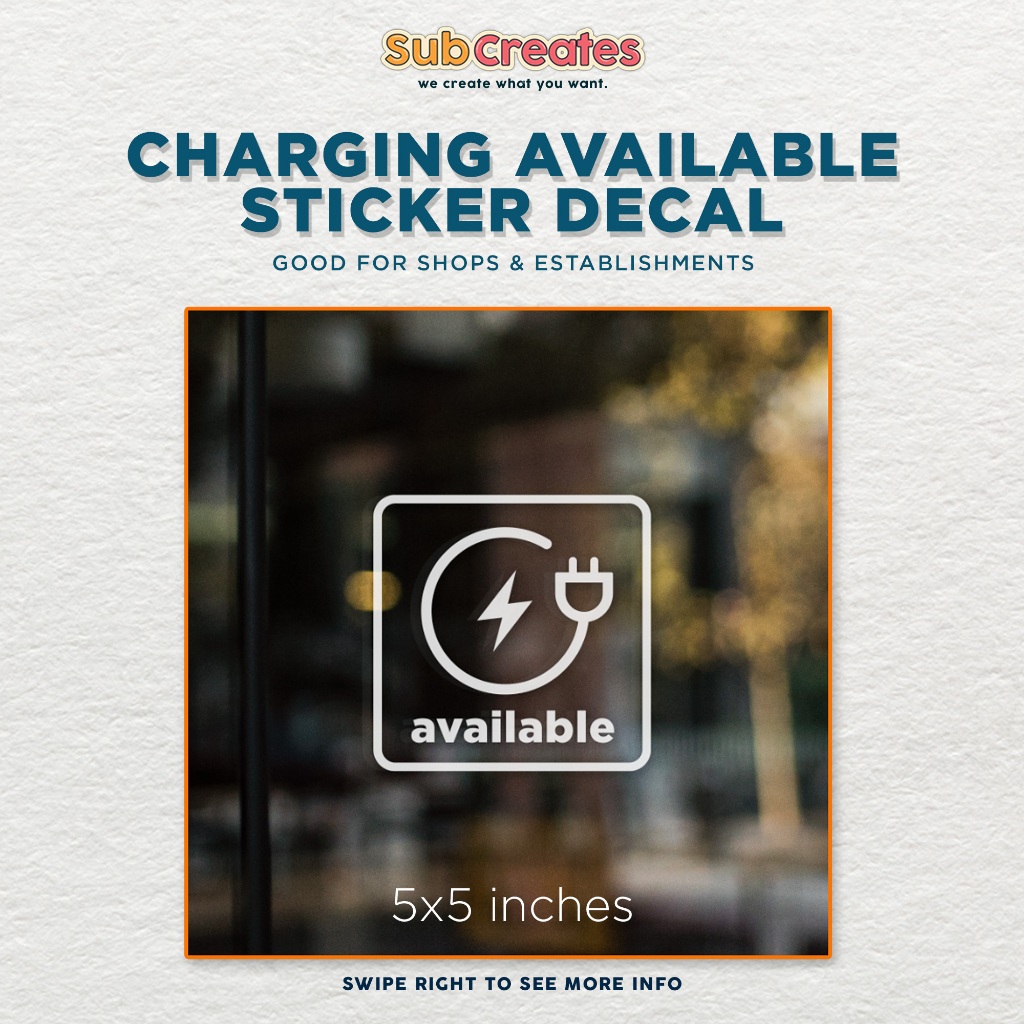 Charging Available Shop Signage Waterproof Sticker Decals (by ...