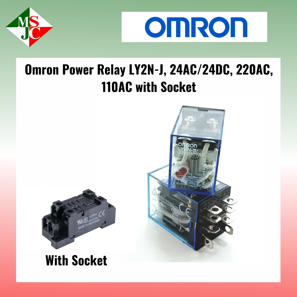 Omron Power Relay LY2N-J, 24AC/24DC, 220AC, 110AC with Socket | Shopee ...