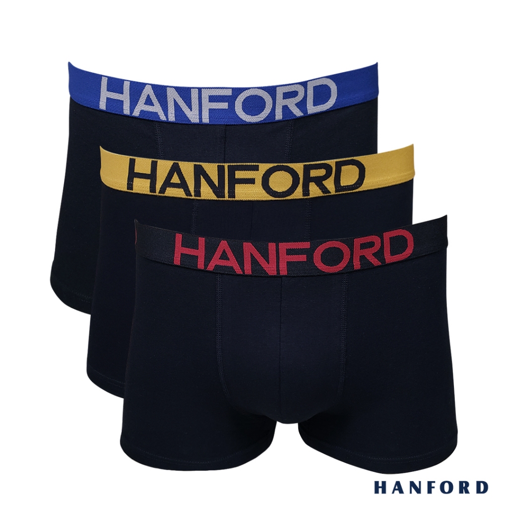 Hanford Men Cotton w/ Spandex Boxer Briefs Callum - Black (3in1 Pack ...